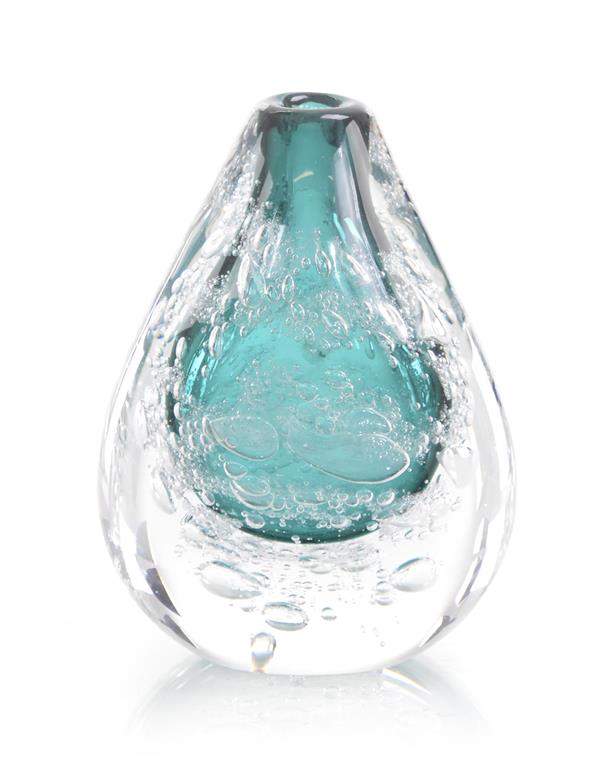 Azure Art Glass Vase with Bubbles - Décor | Elegant Strand