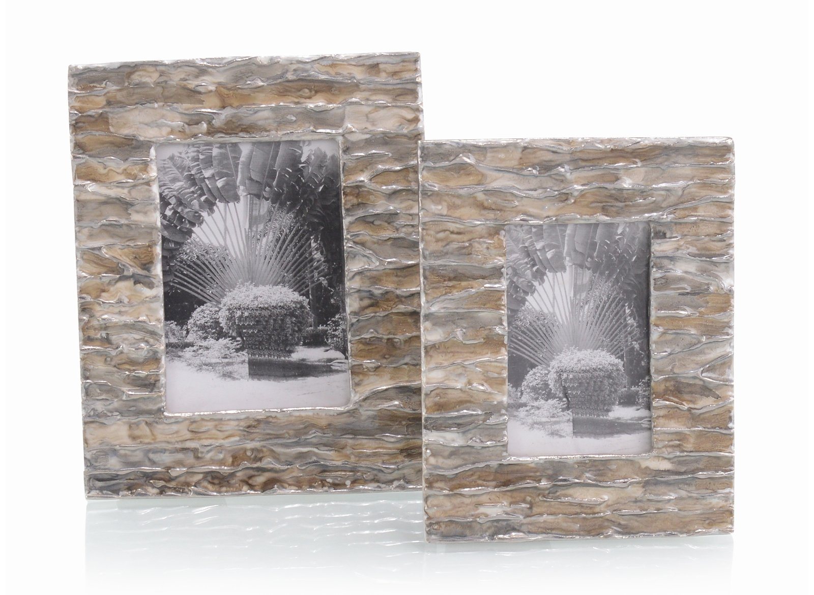 Set of Two Cream Brown Enameled Photo Frames- Décor | Elegant Strand